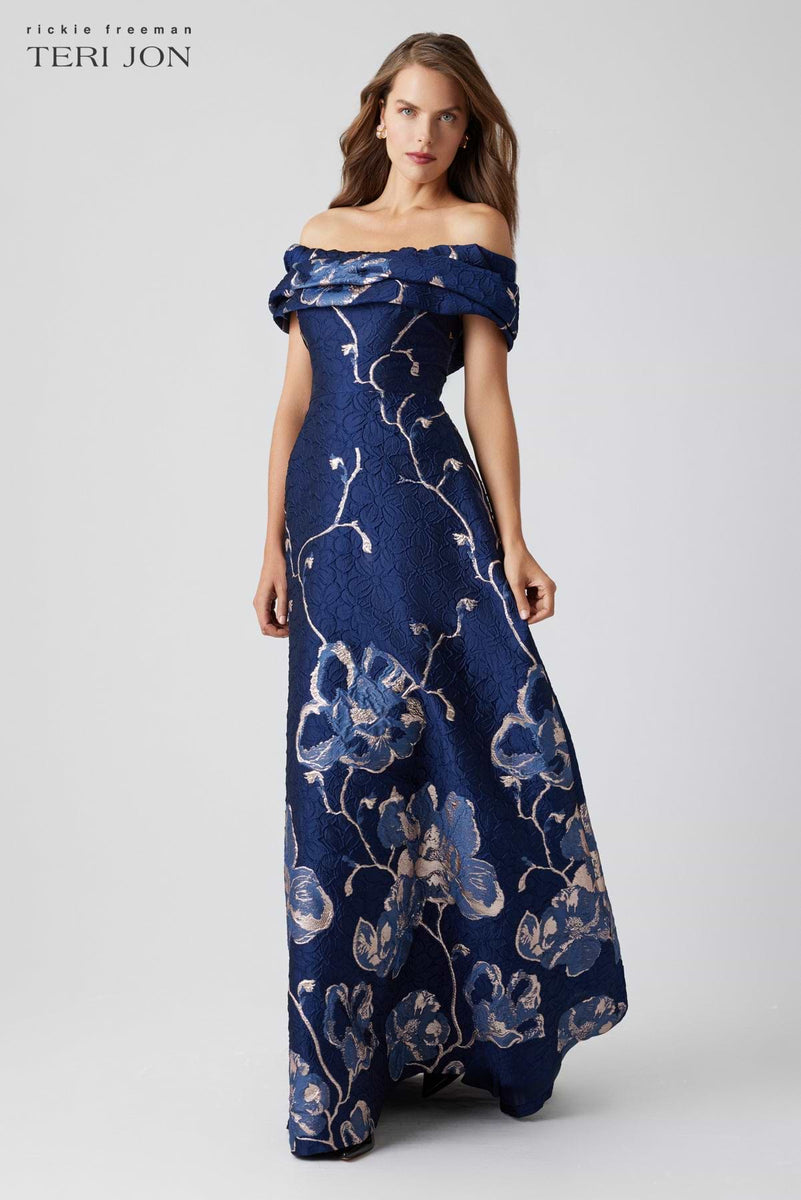 Teri Jon Dress 246007 in Navy Multi & Bella Bridesmaids