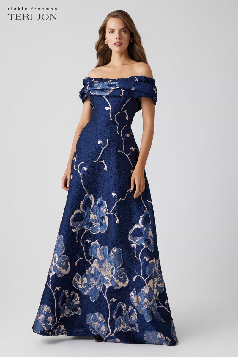 Teri Jon Dress 246007 in Navy Multi & Bella Bridesmaids