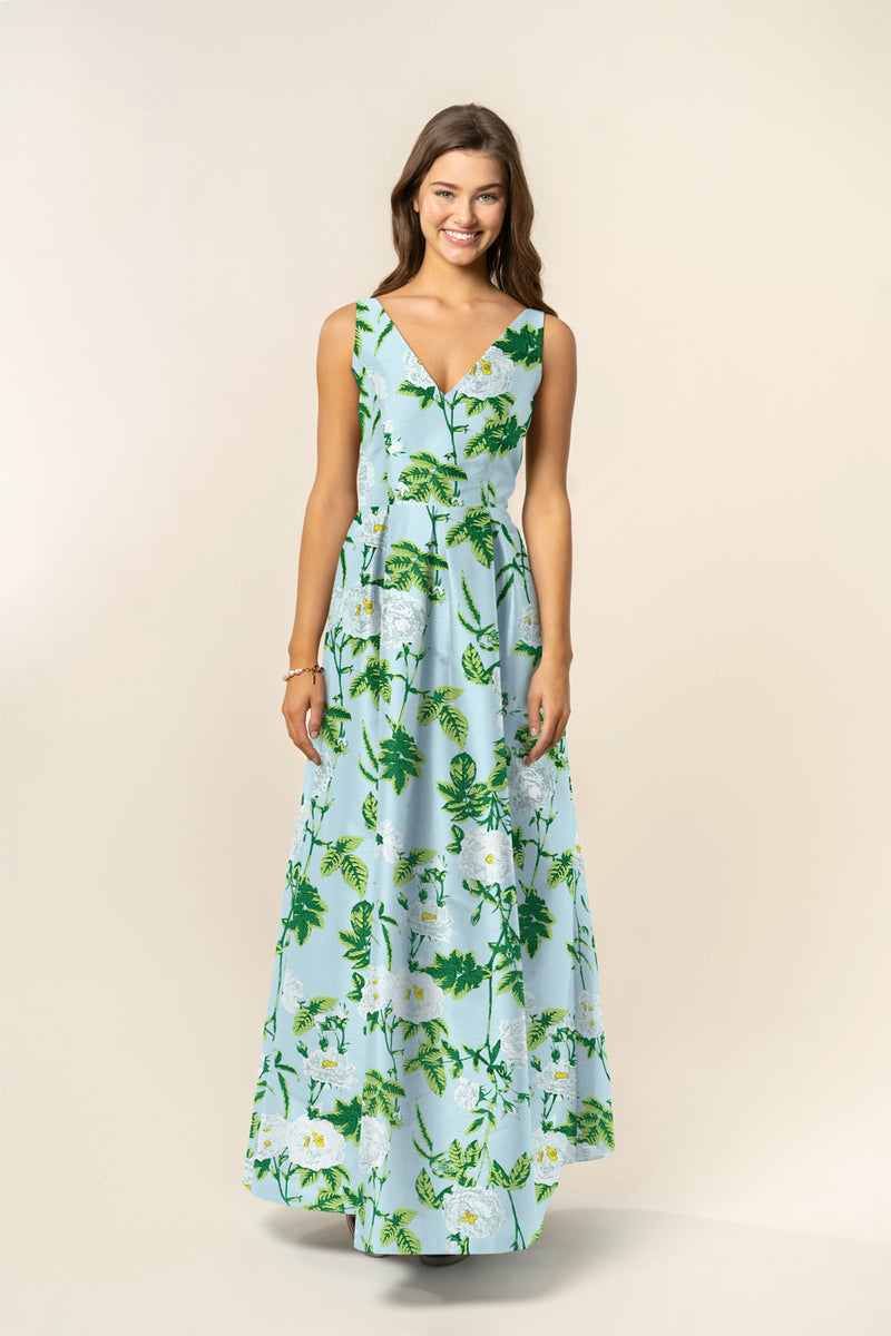 Harper Bodice with Dahlia Skirt in Camellia Jacquard & Bella Bridesmaids