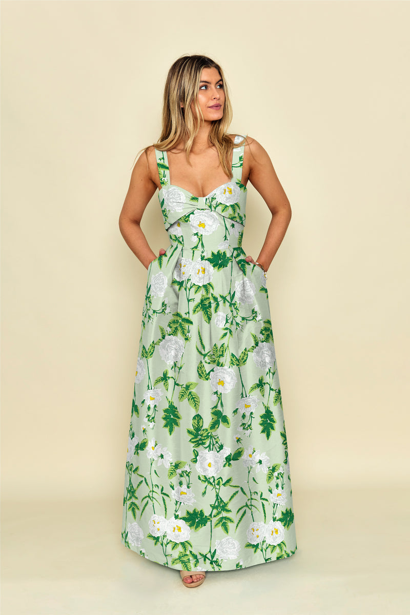 Grace Bodice with Straight Skirt Floor in Camellia Jacquard & Bella Bridesmaids