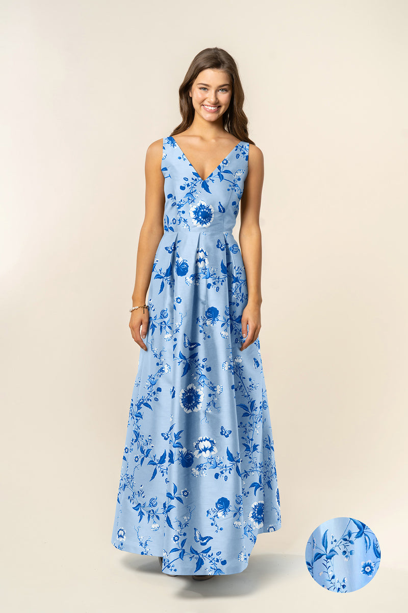 Harper Bodice with Dahlia Skirt Long in Floral Vine Sateen & Bella ...