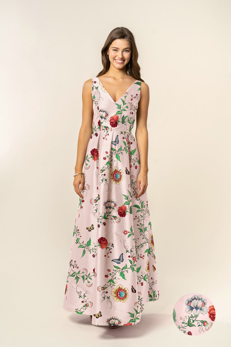 Harper Bodice with Dahlia Skirt Long in Floral Vine Sateen & Bella ...